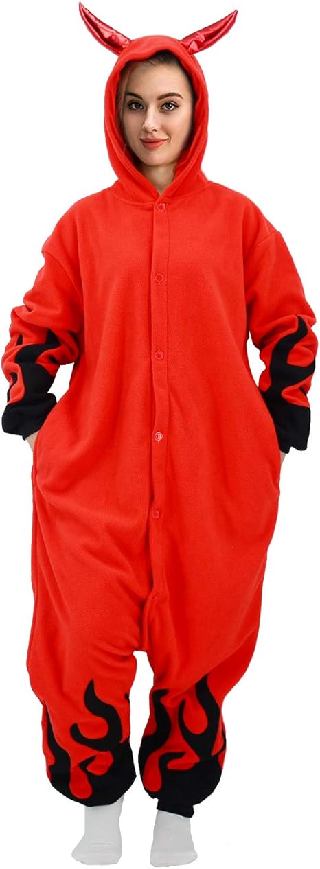 Amazon.com: vavalad Adult Devil Onesie Pajamas Party Cosplay Homewear ...
