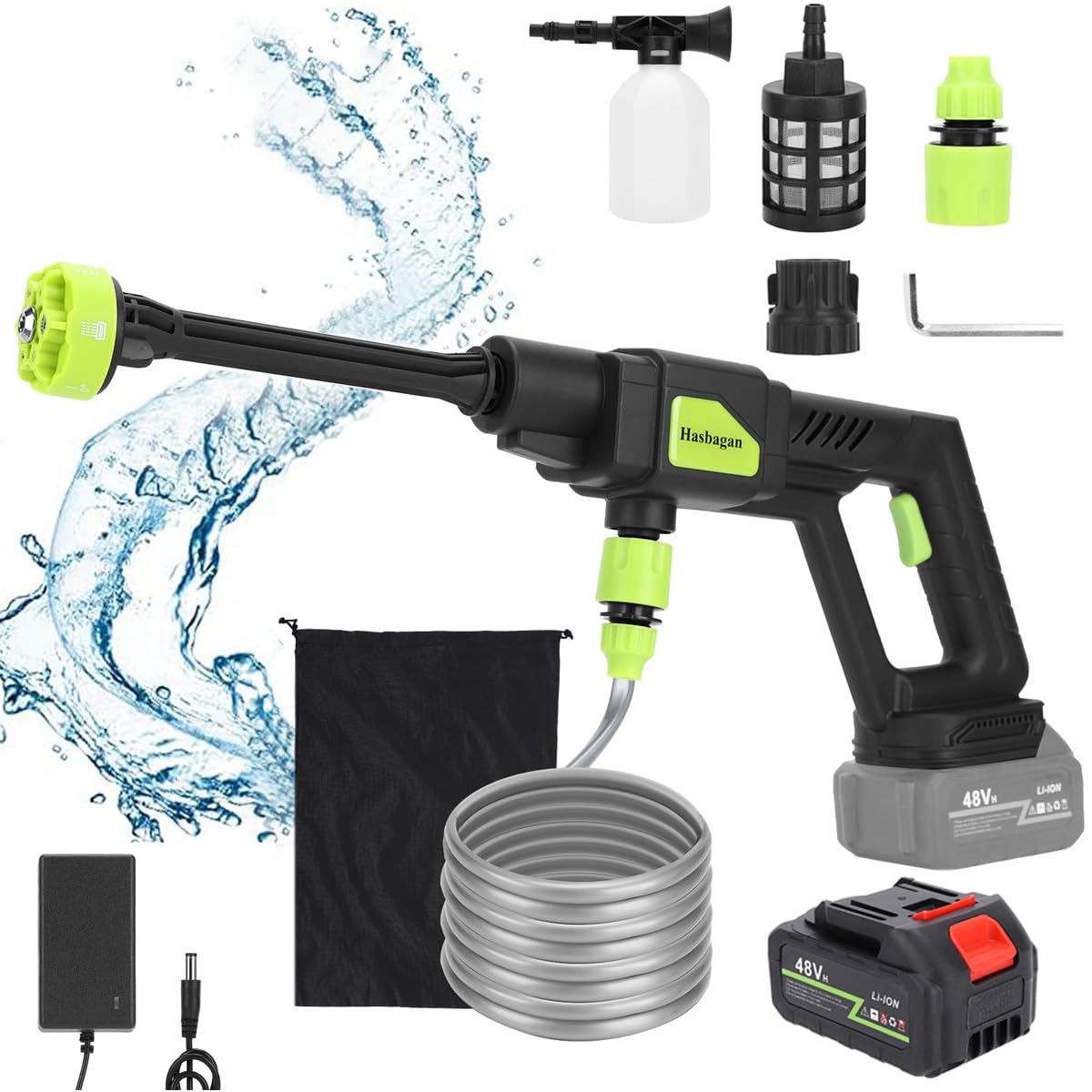 Hasbagan Cordless Pressure Washer - 800PSI Portable Power Washer with 3 ...