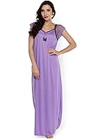 Klamotten Peach Satin Long Nighty: Amazon.in: Clothing & Accessories