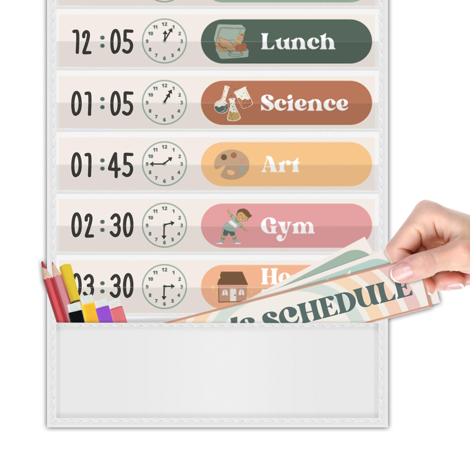 Mua Godery BOHO Daily Schedule Pocket Chart for Classroom with 24 Cards ...