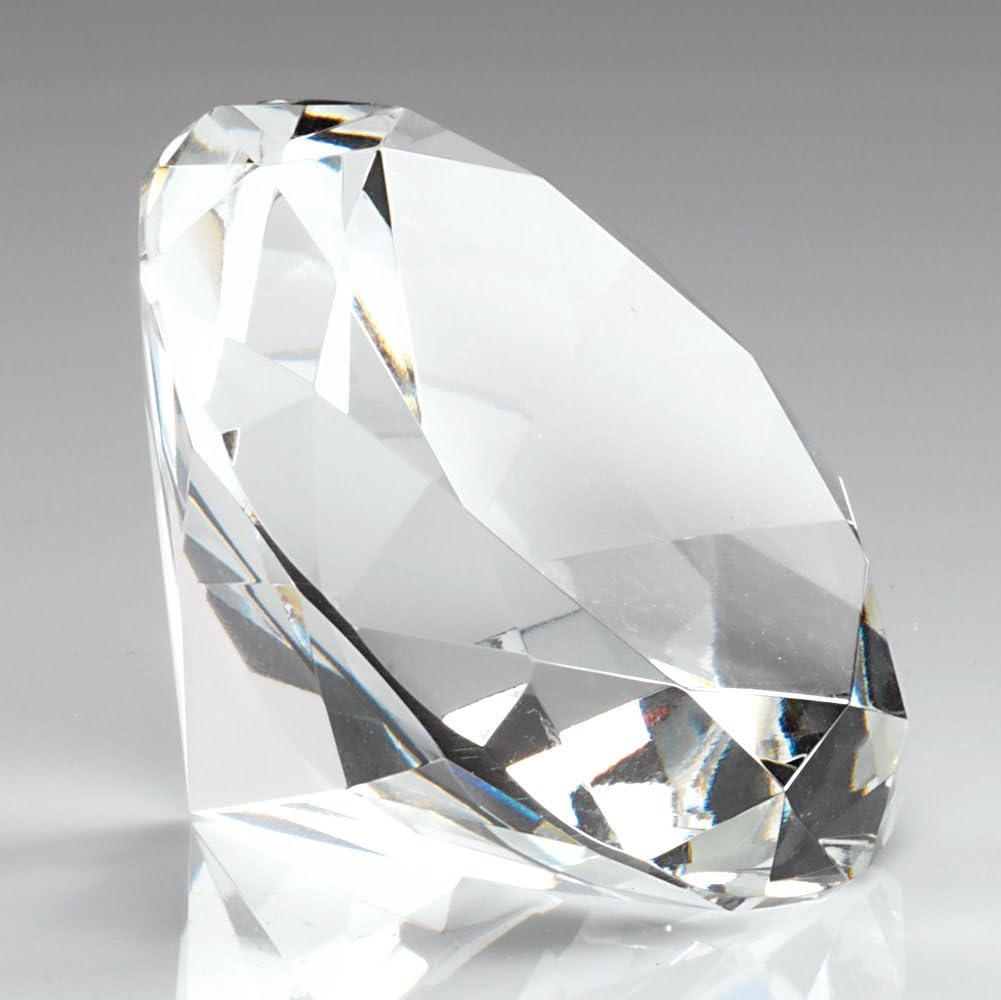 100mm Plain Clear Glass Diamond Shapped Paperweight Complete with Gift ...