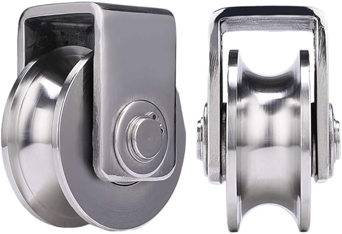 JFFFFWI Juego de 2 Ruedas de riel con Ranura en U, Acero Inoxidable 304 ...