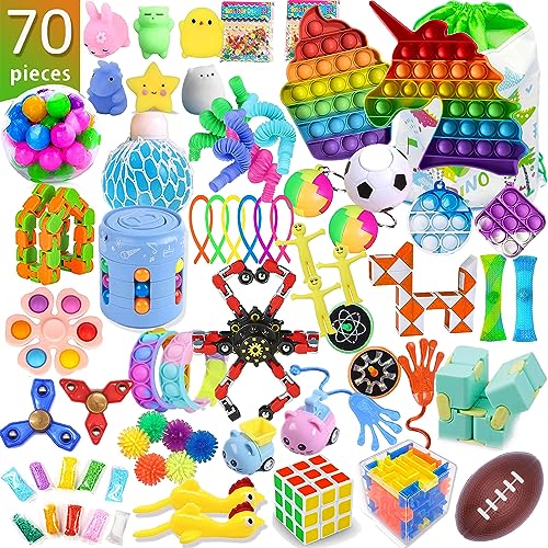 (70 Pack) GONGYIHONG Sensory Fidget Toys Pack, Party Favors Gifts for Kids, Classroom Prizes ...