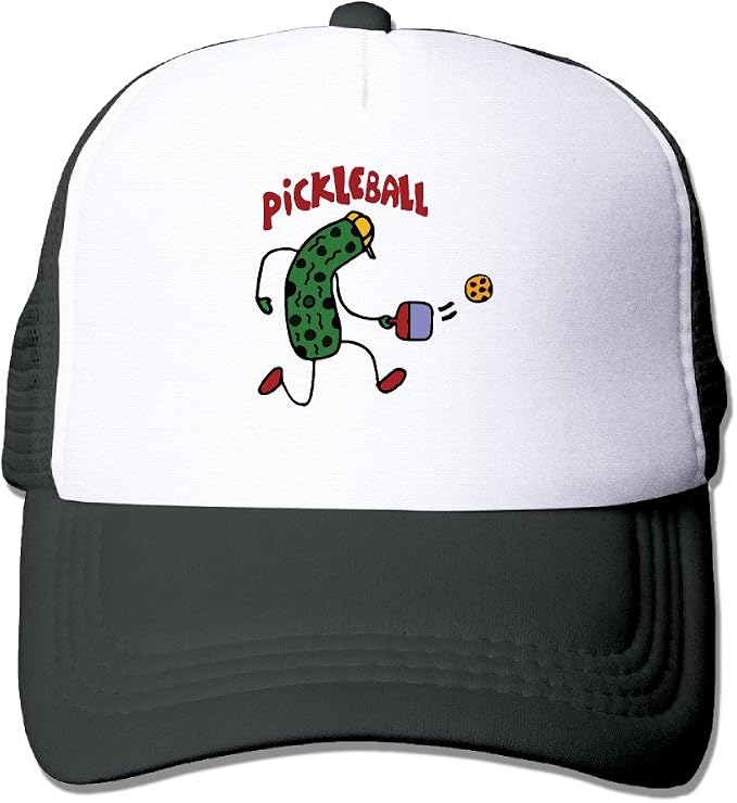 BASEE Funny Pickle Playing Pickleball Cartoon Adjustable Mesh Hat Black ...