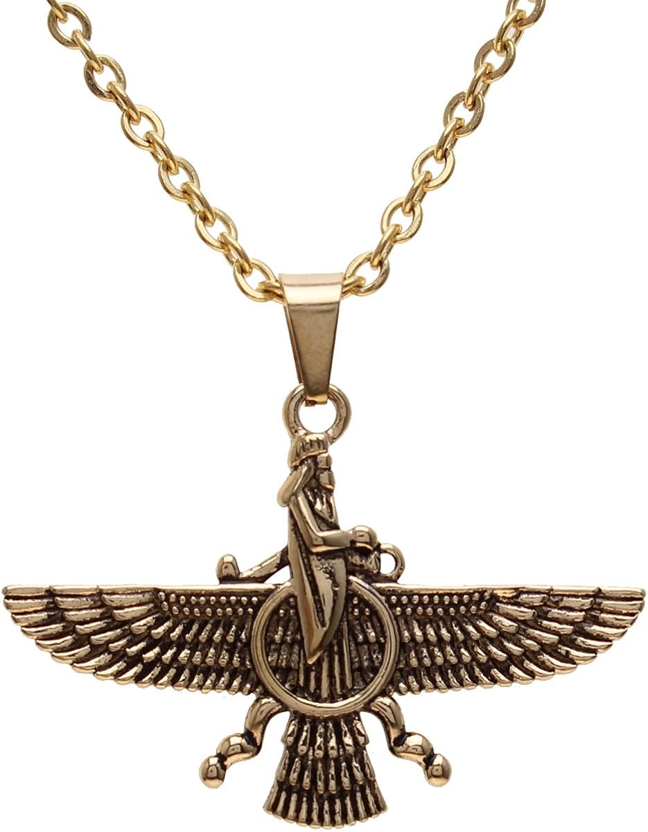 Amazon.com: Asoodehdelan Small Double Sided Gold Pt Farvahar Faravahar ...