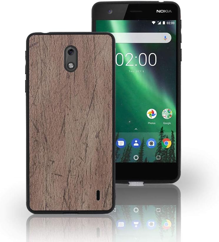 ZWEU Nokia 1 Plus Case, Wood Grain Slim Proof Phone Cover Premium PU ...