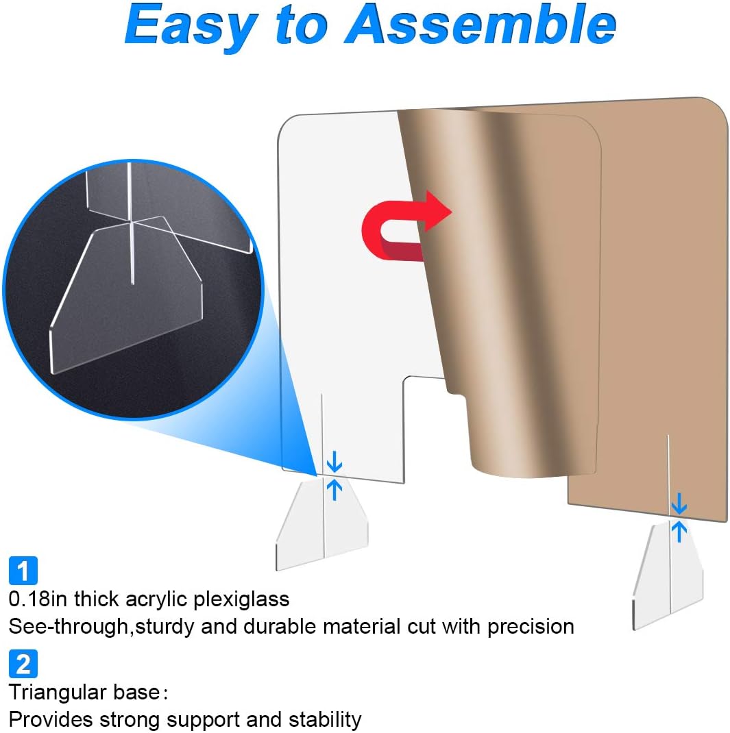 E-Sovinia 86 * 66cm Professional Perspex Screen Sneeze Guard for Counter, Clear Acrylic ...