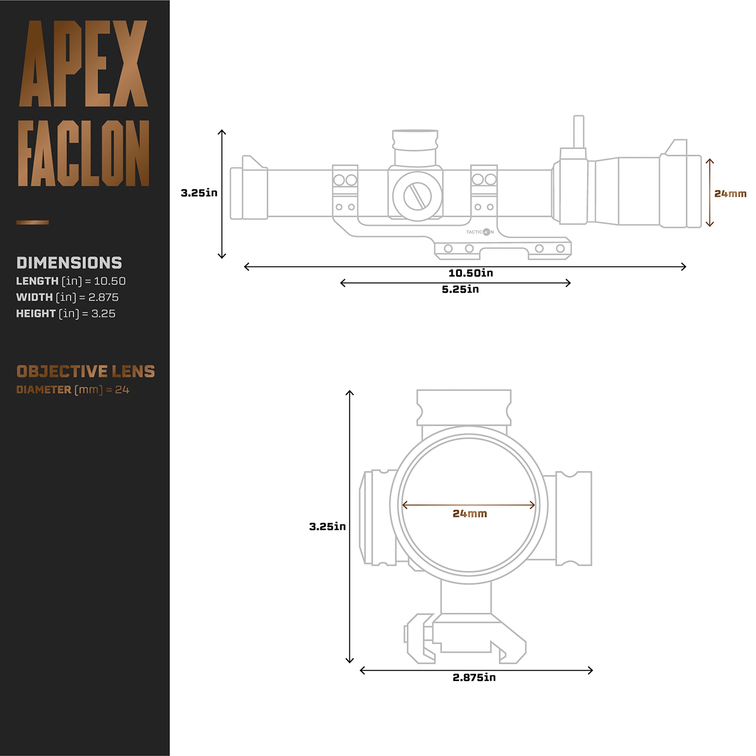 Tacticon Apex Falcon 1-6x24mm FFP LPVO Scope with Cantilever Mount ...