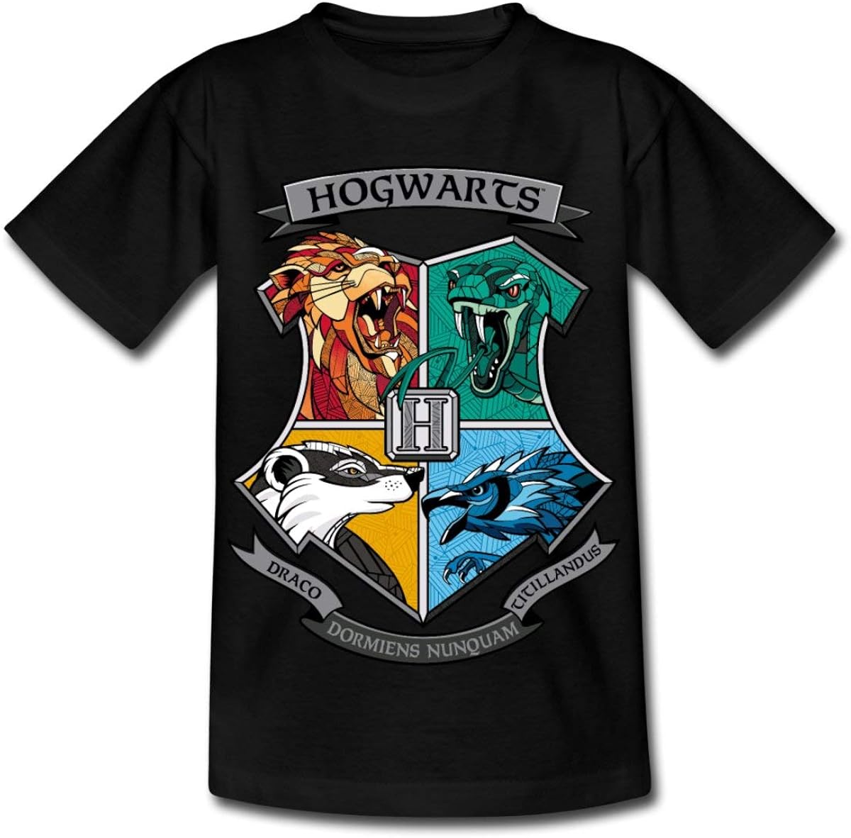 Spreadshirt Harry Potter Hogwarts Monochrome Kids' T-Shirt : Amazon.co ...