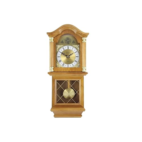 Bedford Clock Collection Swinging Pendulum Wall Clock, 26 Inch, Golden ...