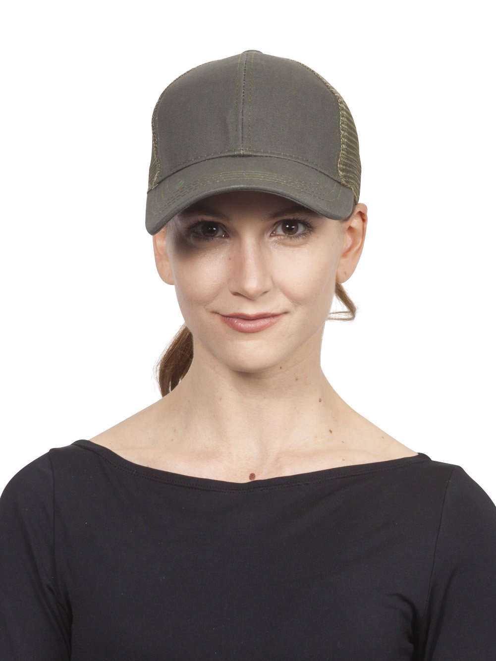 C.C Ponytail Messy Buns Trucker Ponycaps Plain Baseball Visor Cap Dad ...