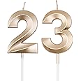 Amazon.com: Champagne Gold 23rd & 32nd Birthday Candles for Cakes ...