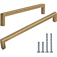 Triumph Hardware Gold Square Drawer Pulls Brushed Brass Kitchen ...