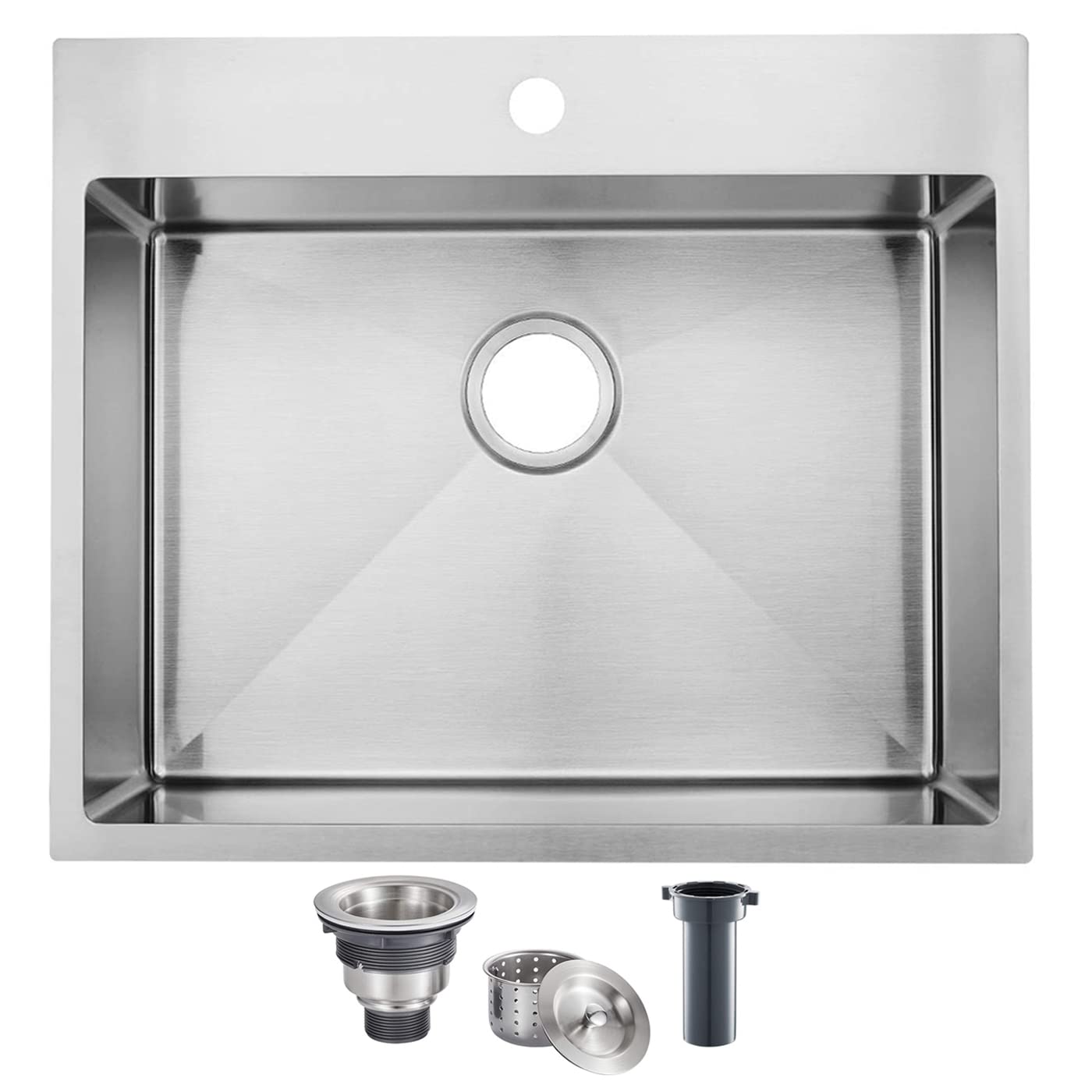 SHACO 25x22 Inch Drop In Kitchen Sink, Top Mount 16 Gauge 304 Stainless ...