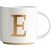 Amazon.com: COLLECTIVE HOME - Monogram Ceramic Mugs, 15 oz Golden ...