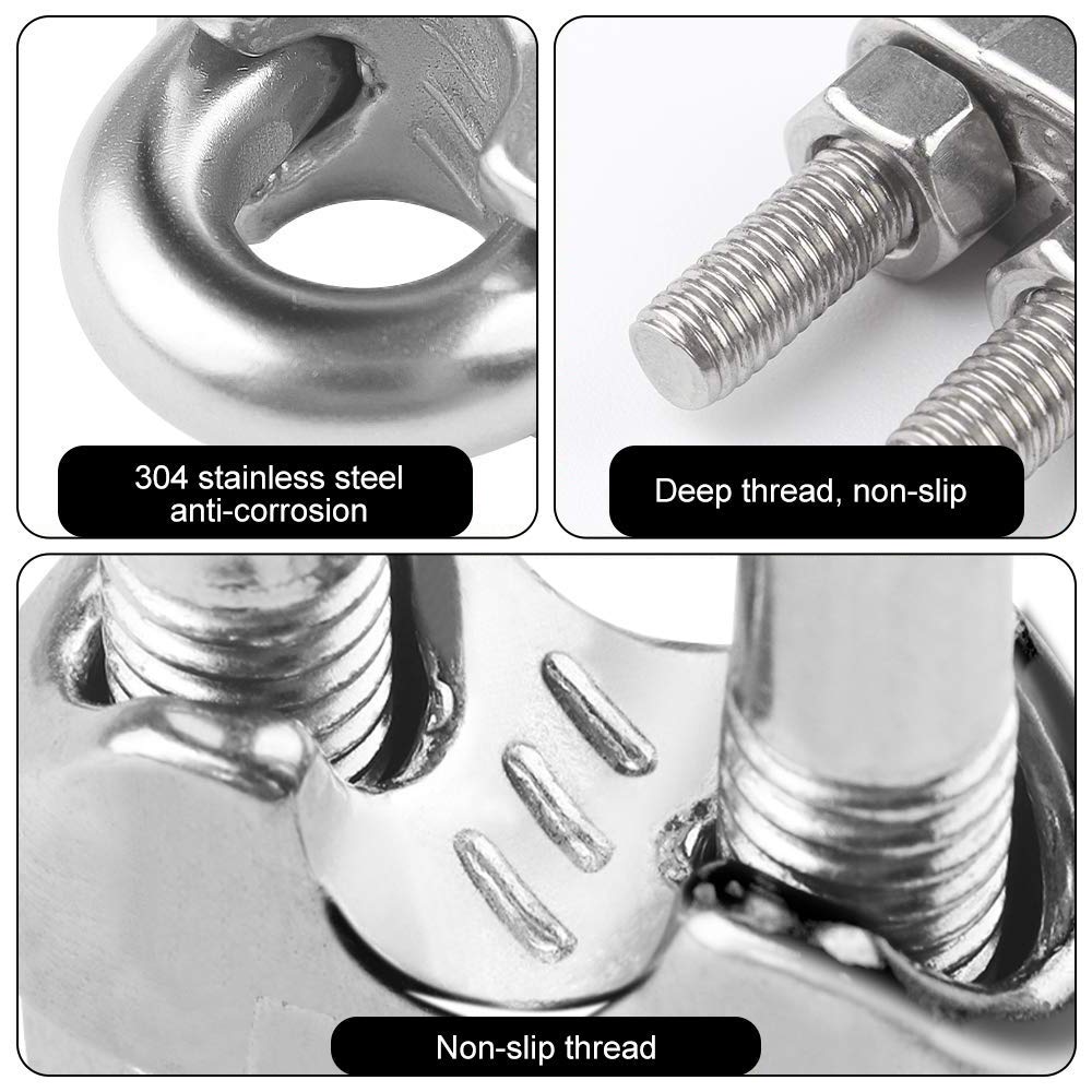 Bow Rope clamp Wire Rope Cable Clamps M6 Stainless Steel Cable Clamps U ...