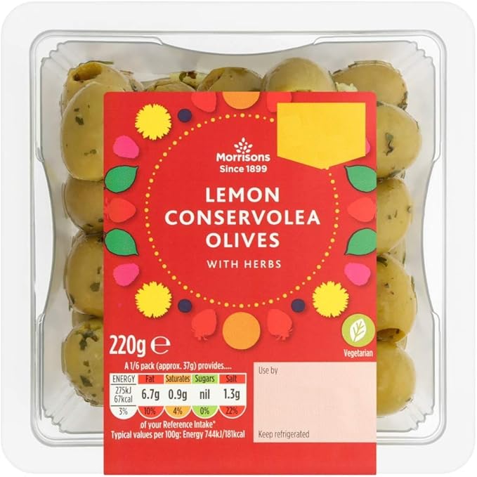Morrisons Lemon Conservolea Olives with Herbs, 220g: Amazon.co.uk: Grocery