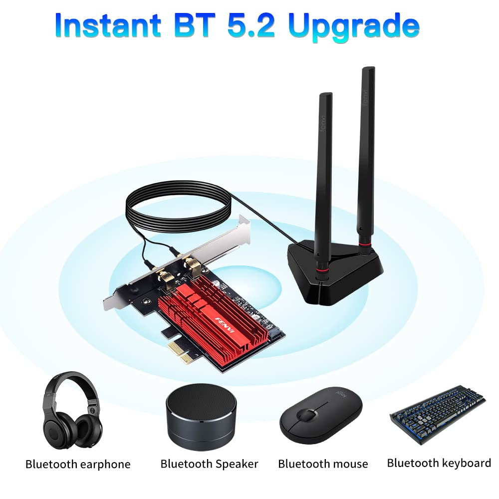 WiFi 6E AX210NGW Card AXE5400 PCI-E Network Card Tri-Band BT5.2 Wireless Gigabit 802.11ax ac ...