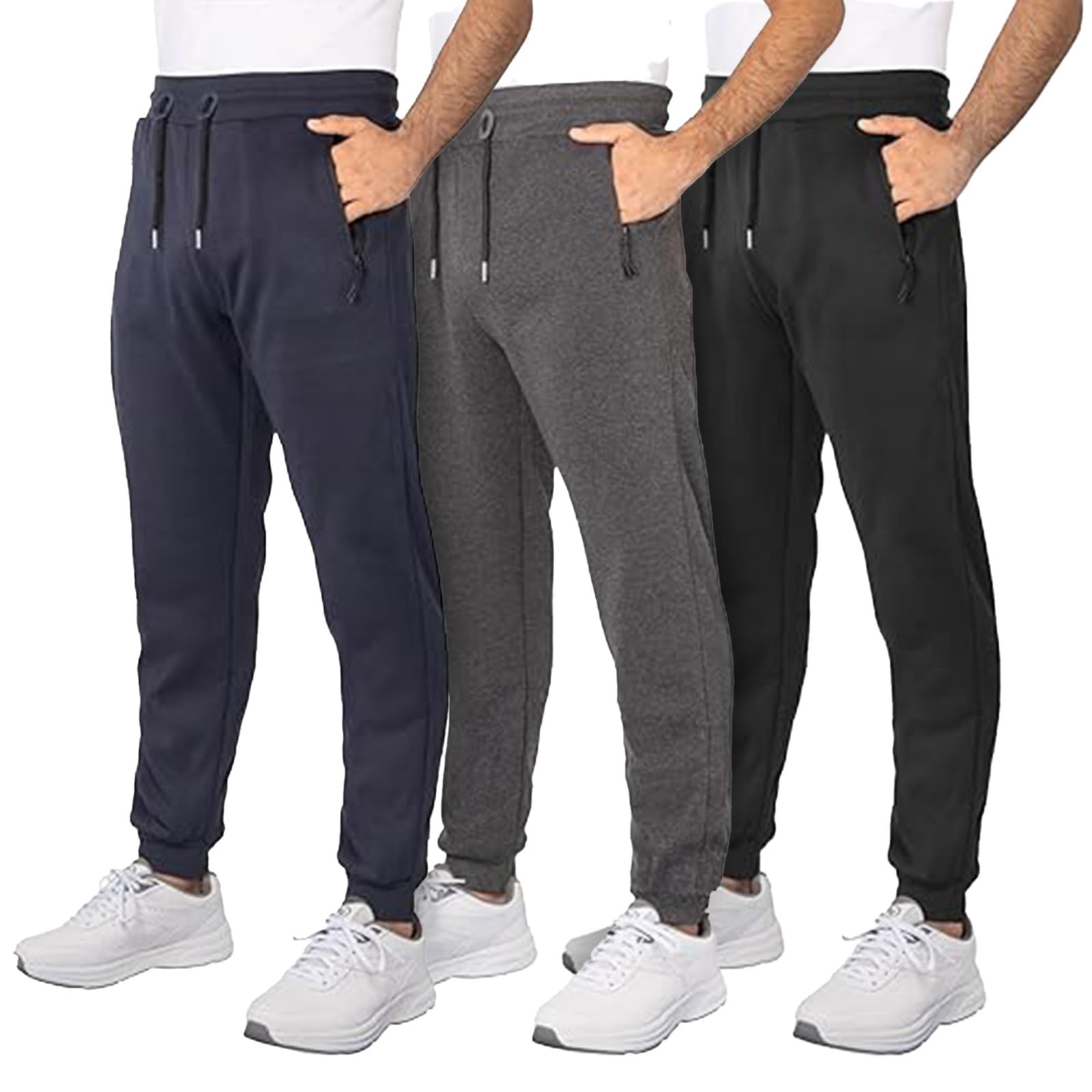 Size M--ALL IN SWEATS 3 Pack Fleece Joggers for Men - Workout Mens ...