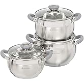 Amazon.com: Daniks Modern Stainless Steel Kitchen Induction Pot Cookware Set | 10-Piece ...