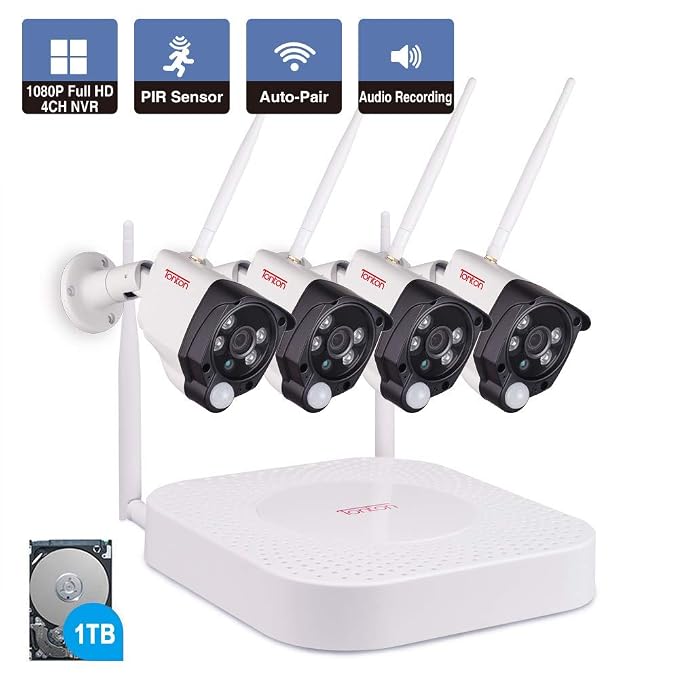 1080P Wireless Security Camera System, Tonton 4CH Full HD 1080P Network ...