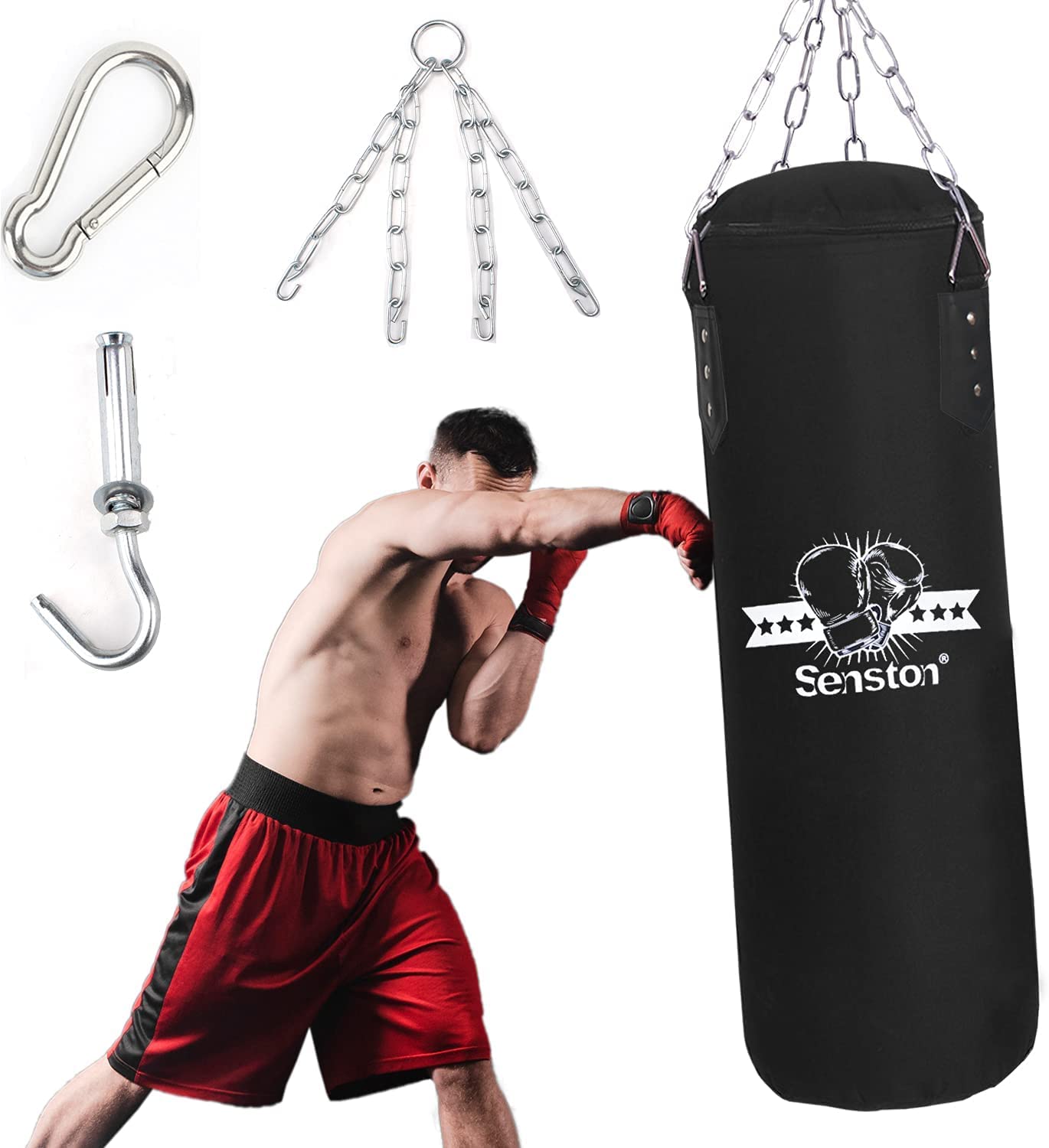 Senston Heavy Unbreakable Punching Bag Unfilled Empty Boxing Bag with ...