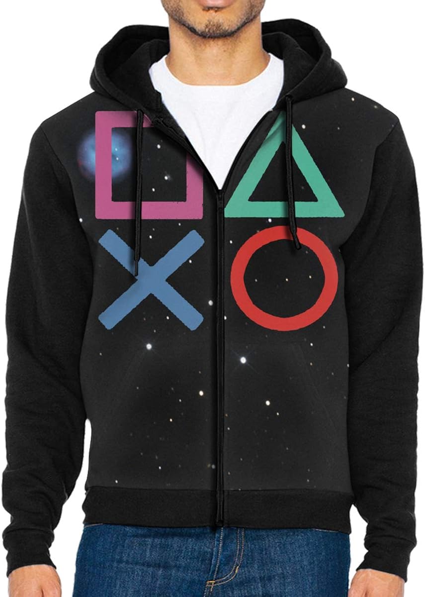 Playstation Joypad Men's Full-Zip Hoodie Jacket Pullover Sweatshirt ...