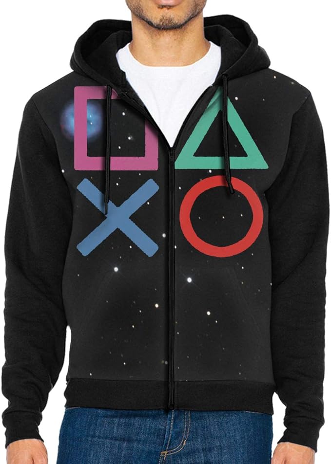 Playstation Joypad Men's Full-Zip Hoodie Jacket Pullover Sweatshirt ...
