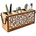 Amazon.com - 3 Compartment Farmhouse Wooden Flatware Caddy with Metal ...