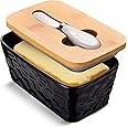 Amazon.com | Stone Butter Dishes with Covers - Large Ceramic Butter ...