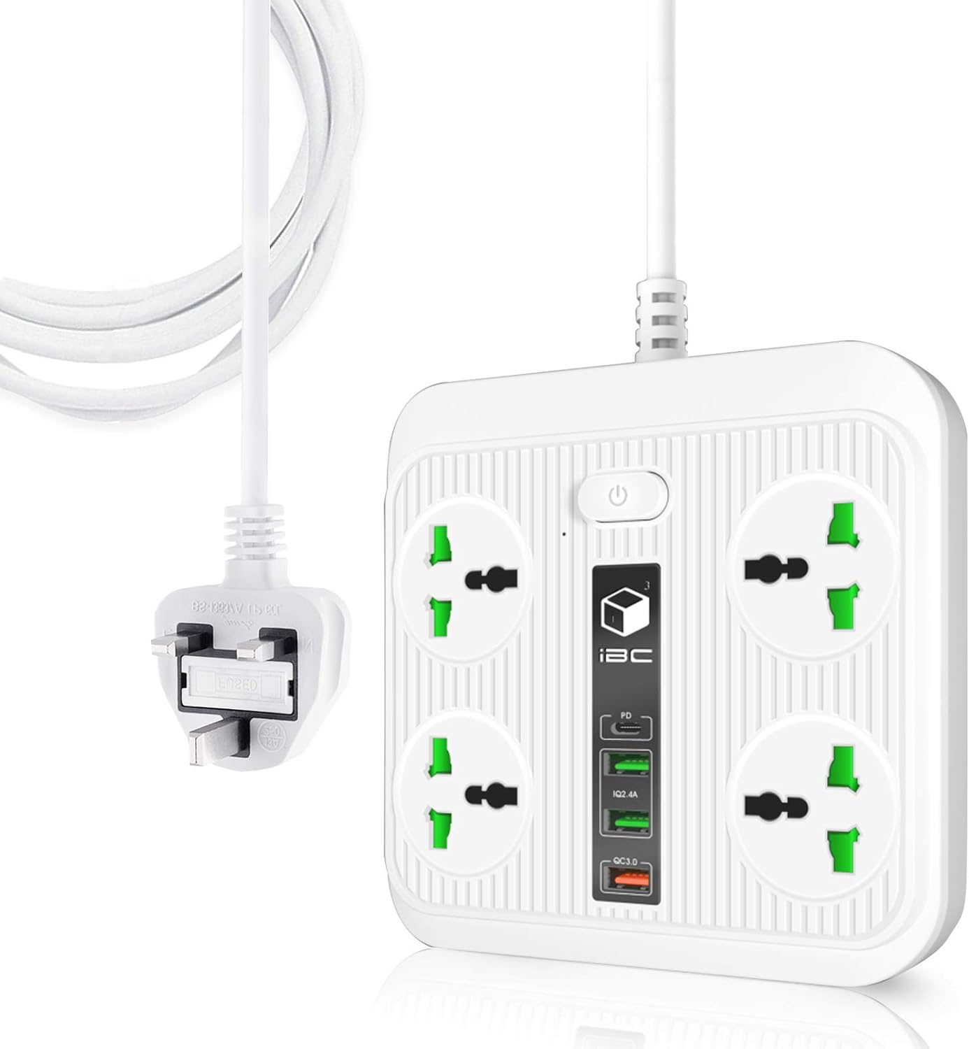 iBlockCube® Universal Extension Lead with 3 USB Ports 4 Way Surge ...