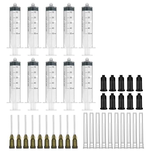 10 Pack 50ml Syringes with 14Gx1.0'' Blunt Tip Fill Needles and Storage ...