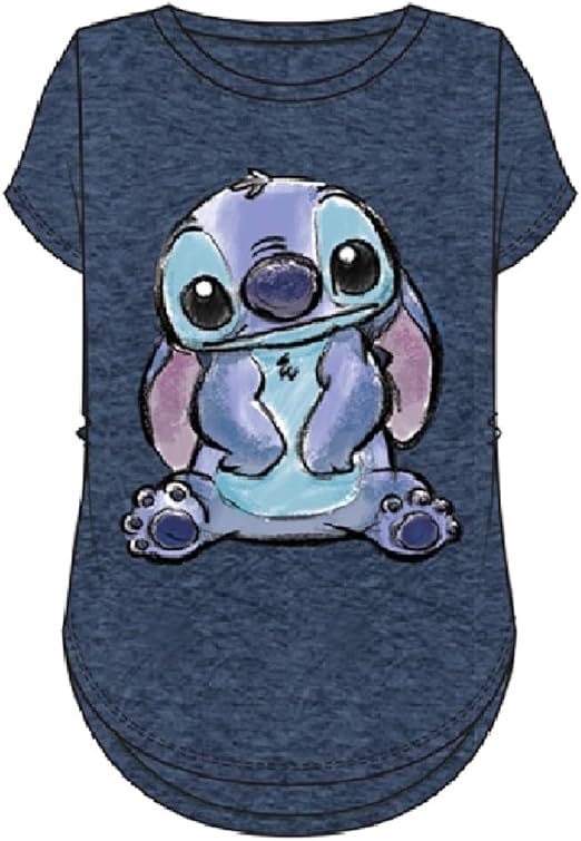 Disney Lilo & Stitch - Camiseta de punto alto y bajo sentada, Azul ...