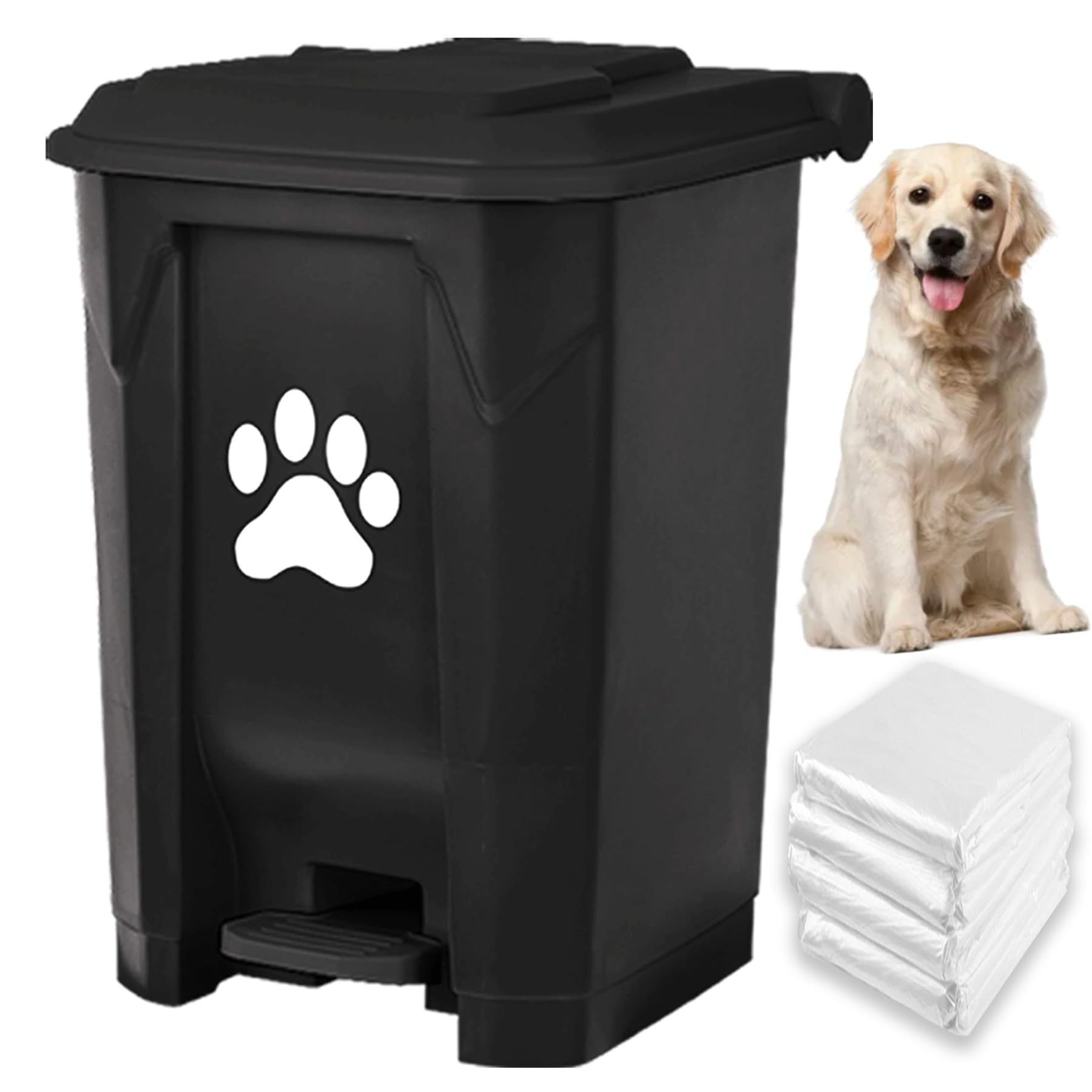 tebiete Dog Poop Trash Can Outdoors Pet Waste Station with Lid Dog ...