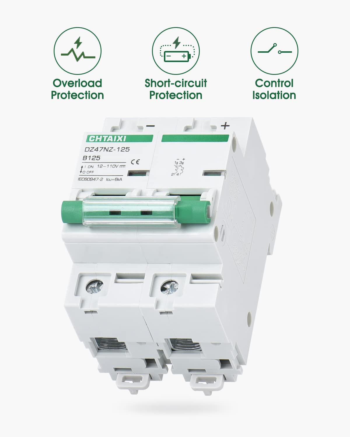 Mua 12V-110V DC Miniature Circuit Breaker, 125 Amp 2 Pole Battery ...