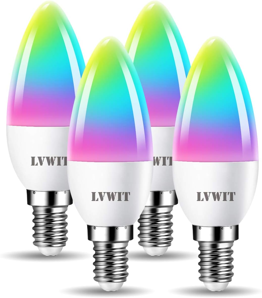 LVWIT E14 Smart WiFi LED Bulb, C37 470Lm, 5W Replace 40 Watt ...