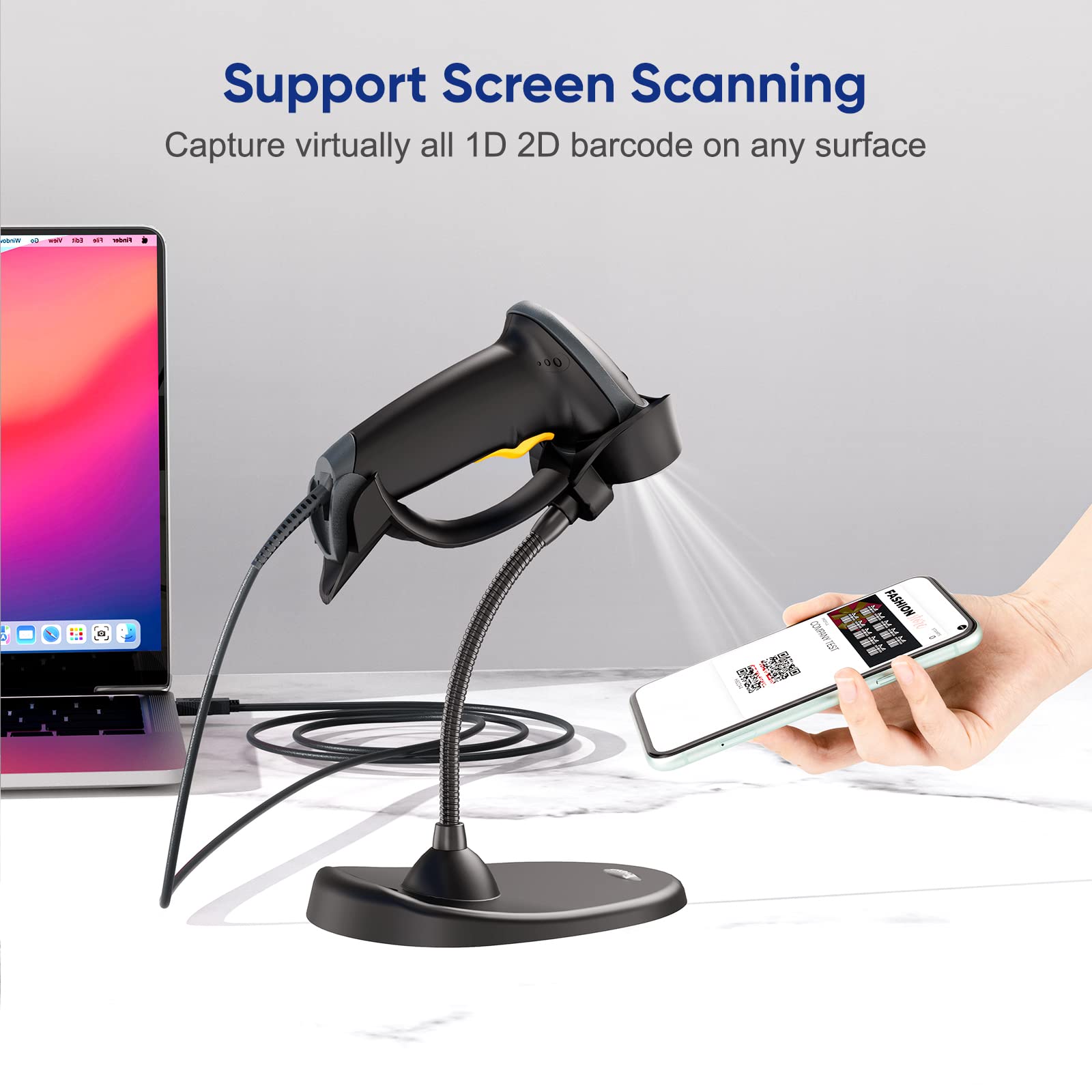Mua Eyoyo Handheld 2D Barcode Scanner with Gooseneck Stand, Automatic ...