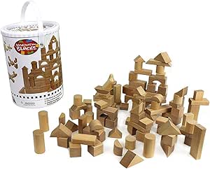 Amazon.com: Wooden Blocks - 100 Pc Wood Building Block Set with ...