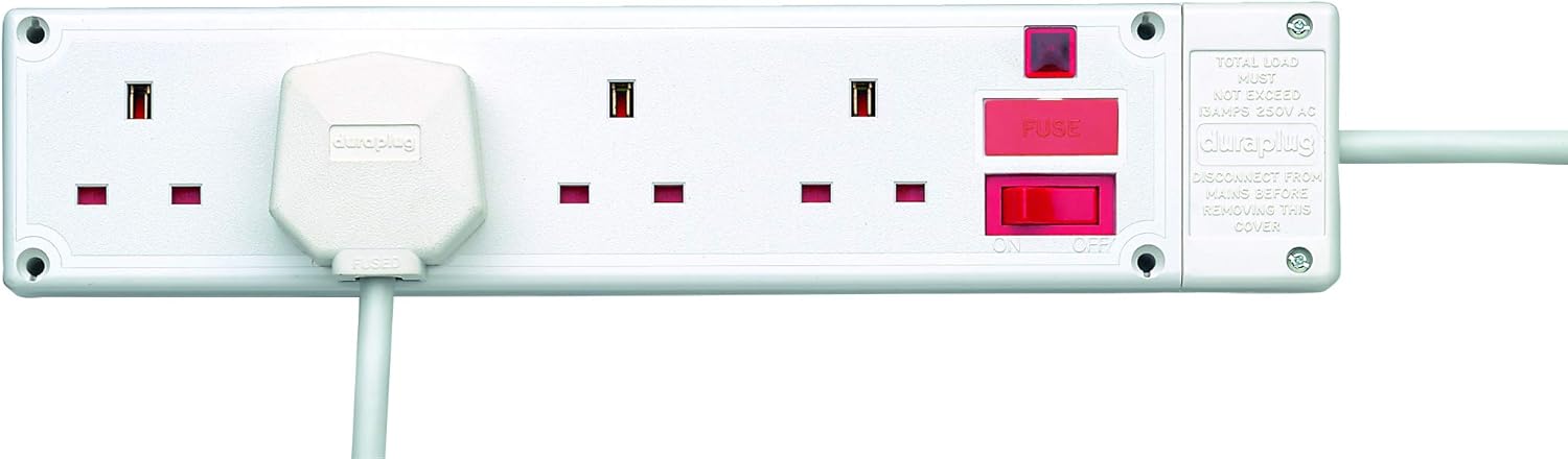 MK Electric Duraplug 13 Amp 4 Way Heavy Duty Extension Lead with Fuse ...