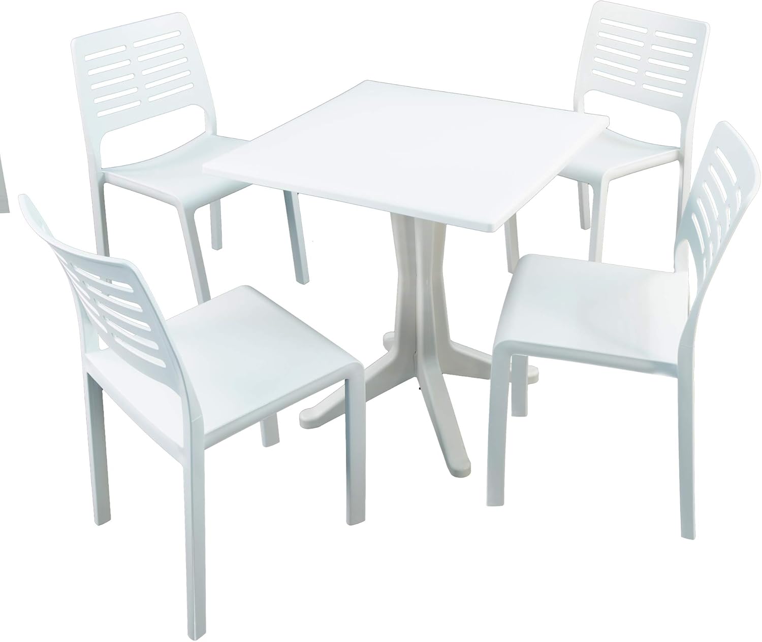 TRABELLA WHITE PONENTE Dining Table with 4 MISTRAL Chairs Patio Set ...