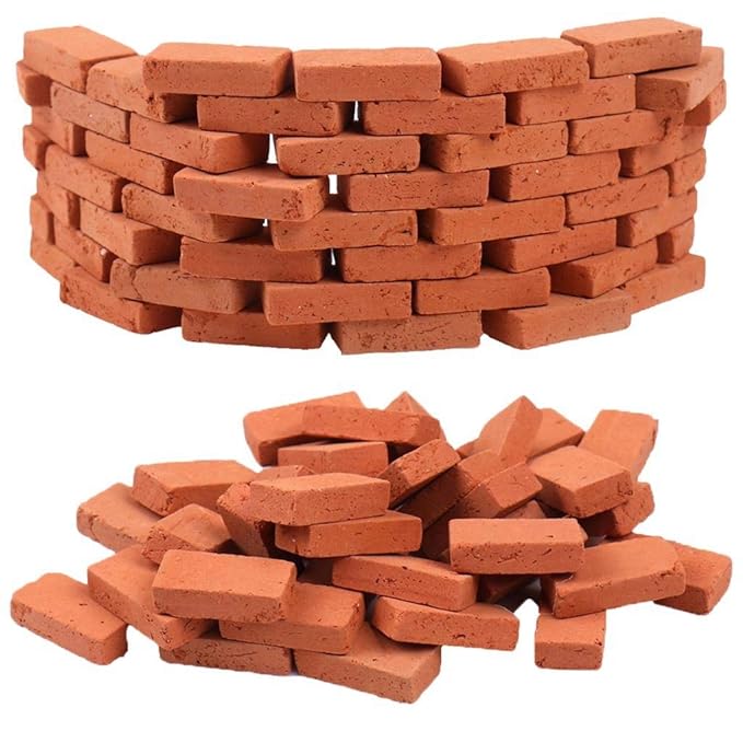 Buy OBANGONG 200 Pcs Miniature Brick Wall Bricks Mini Clay Bricks Model ...