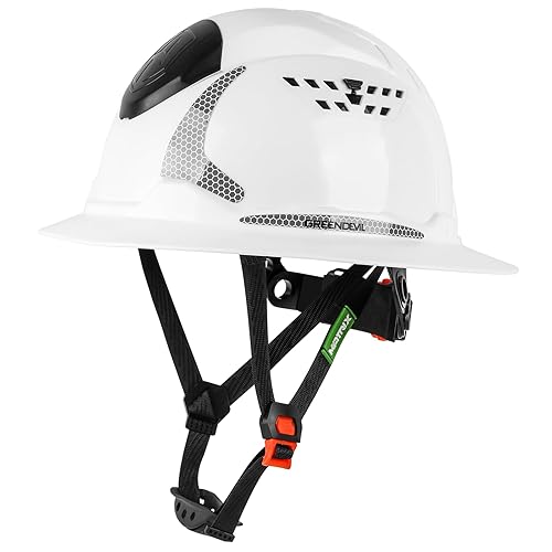 GREEN DEVIL Matrix Full Brim Hard Hat Vented Construction Safety Helmet ...