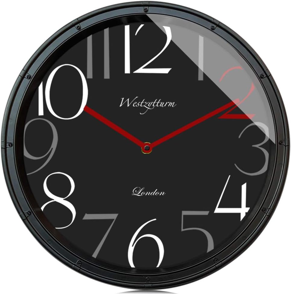 Westzytturm 16 inch Wall Clock Non Ticking Silent Quality Quartz ...