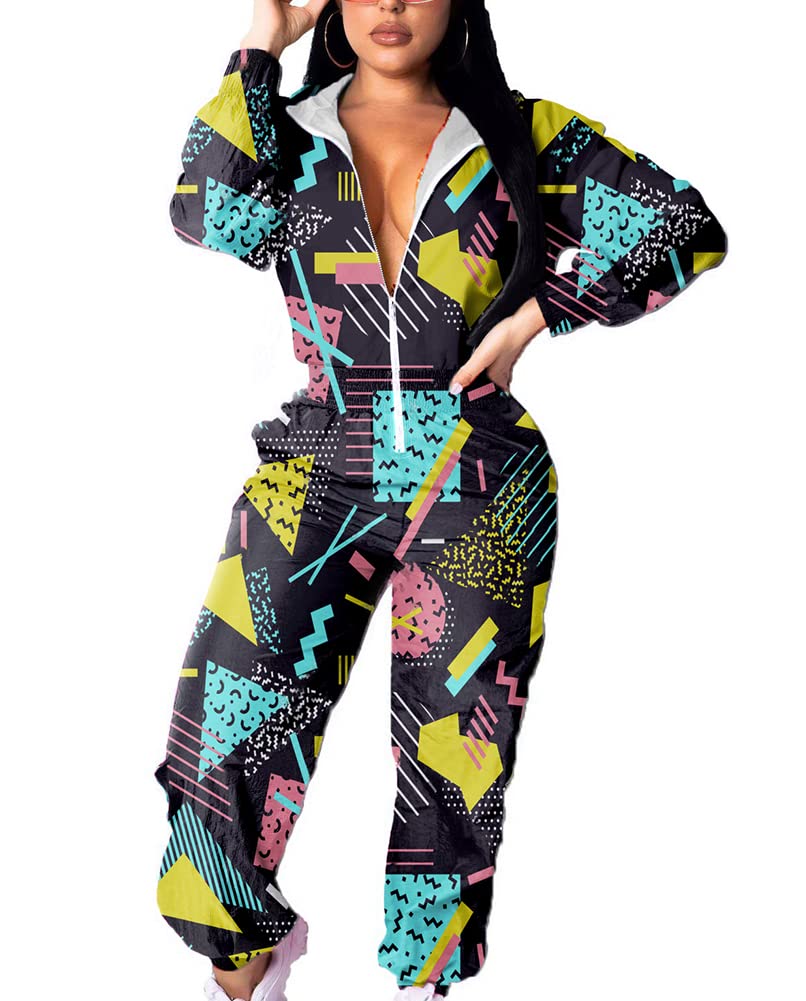 VOIKERDR Women Pullover Jumpsuit Zipper Jacket Windbreaker Elastic ...