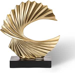 Amazon.com: Gold Wave Resin Statue Modern Abstract Home Decor Accents ...