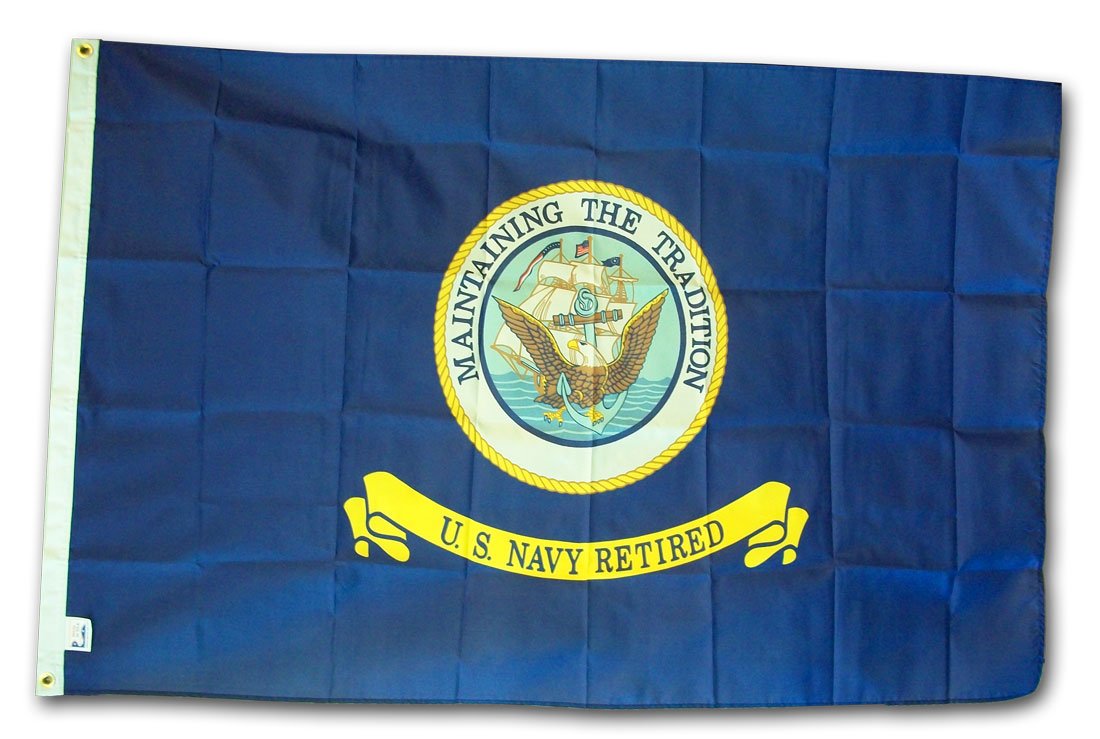 Amazon.com : Navy - Retired - 3' x 5' Polyester Military Flag : Garden ...