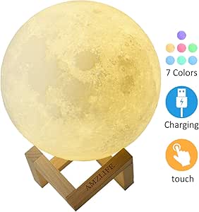 Amazon.com: AMZLIFE Moon Lamp, Moon Light 5.9 Inch LED 3D Printing ...