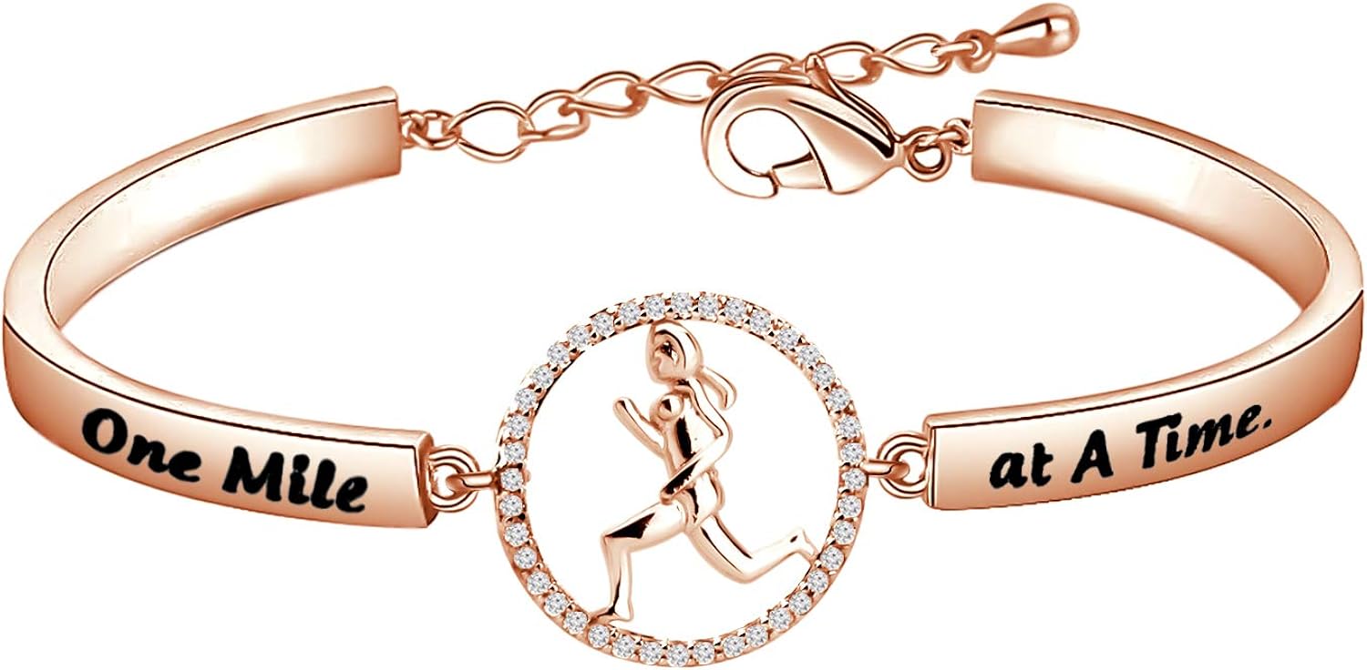 Amazon.com: ENSIANTH Runner Bracelet One Mile At A Time Bracelet Track ...