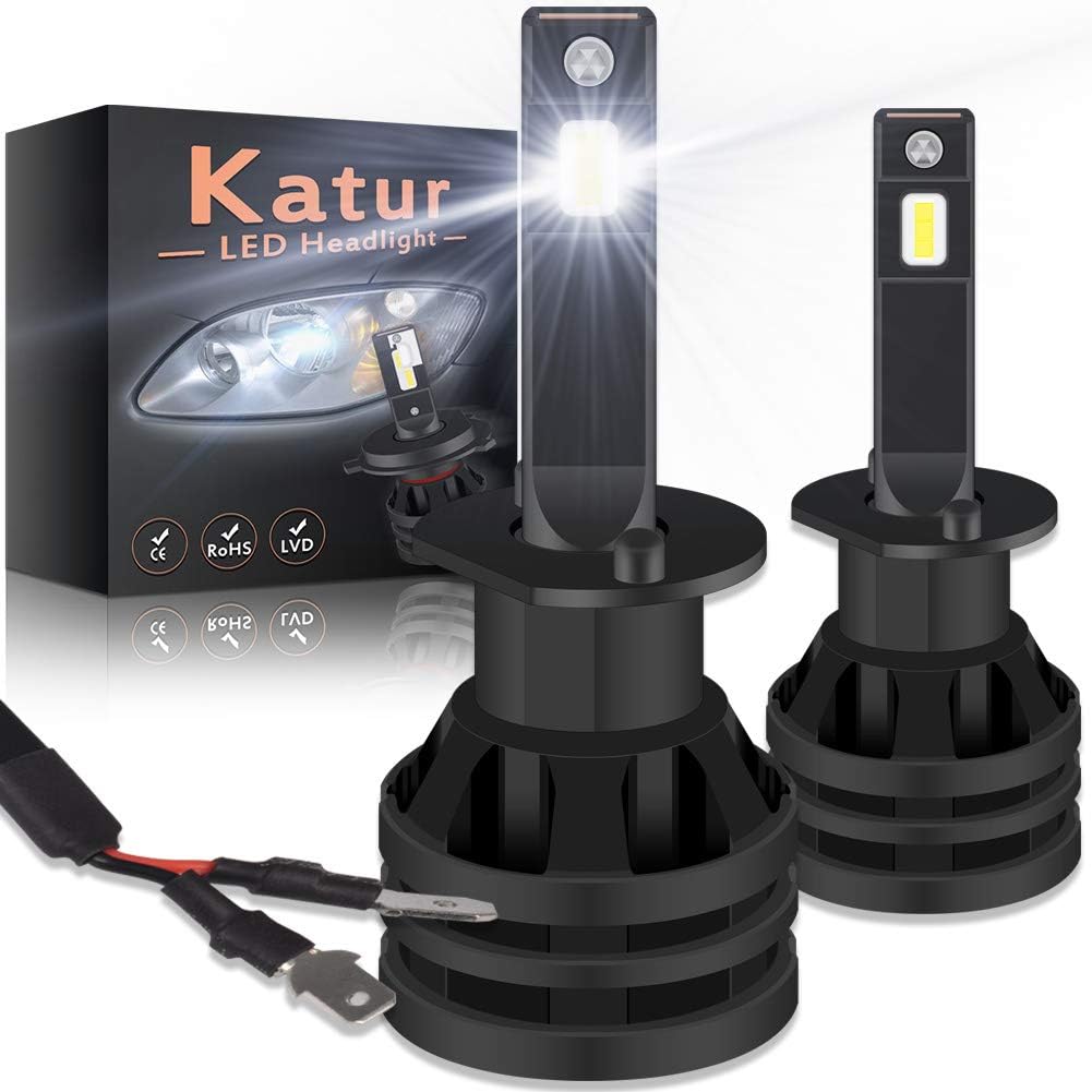 KATUR H1 Led Headlight Bulbs Mini Design Upgraded CREE Chips Extremely Bright 12000 Lumens ...