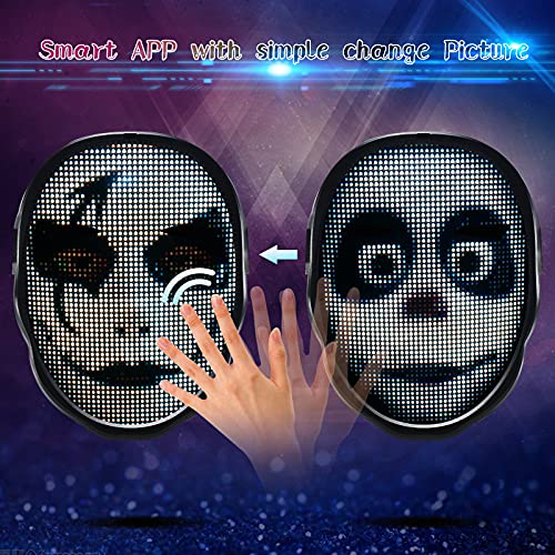 LED Light Up Mask for Women Men,Halloween LED Face Mask with App ...